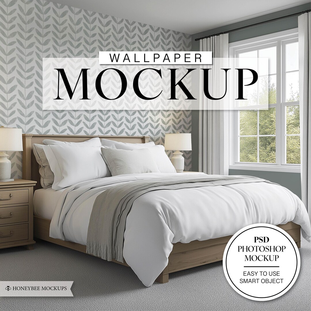 Bedroom Wallpaper Mockup, Interior Mockup, Photoshop Wallpaper Mockup ...
