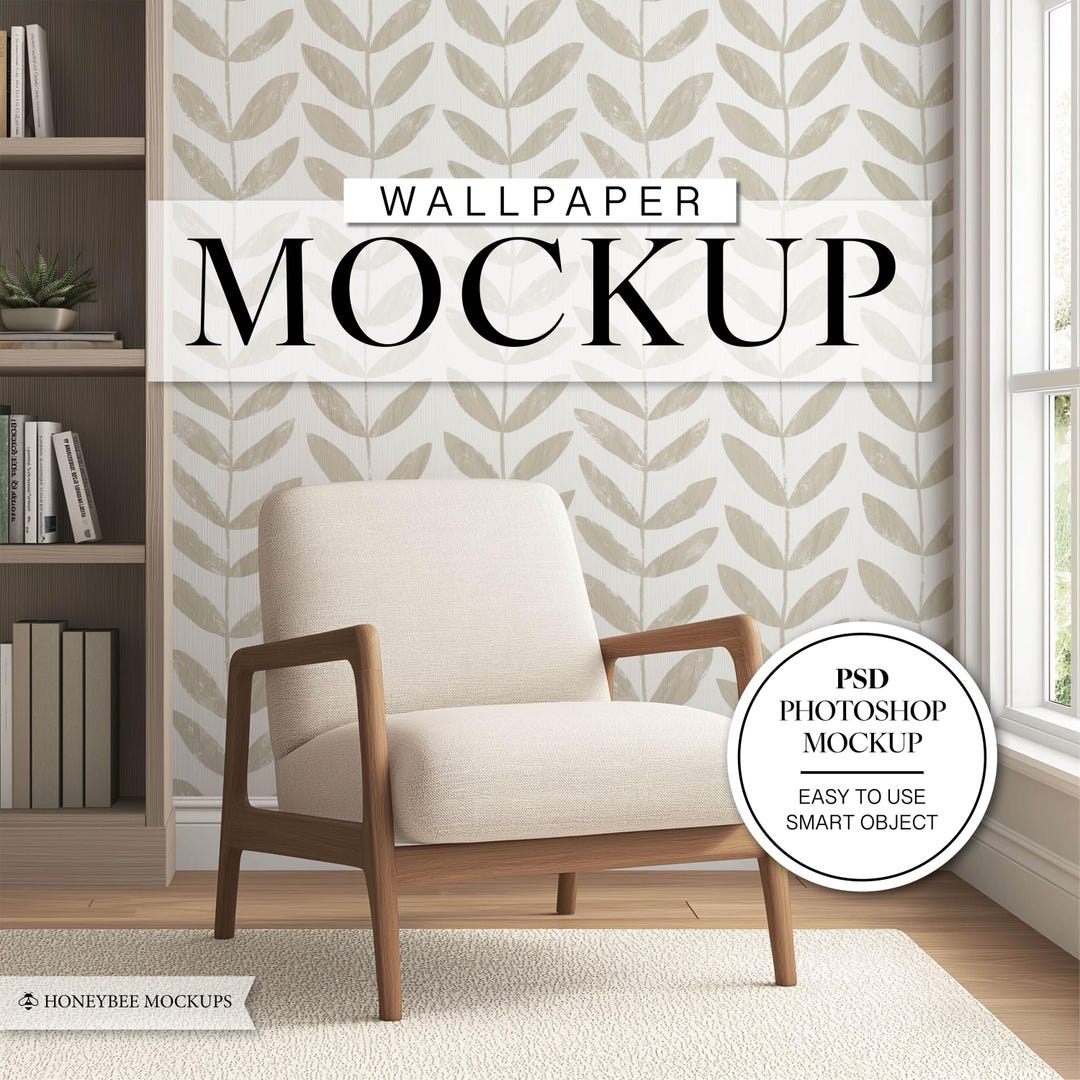 Living Room Wallpaper Mockup, Interior Design Mockup, PSD Wallpaper ...