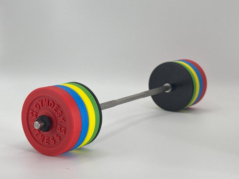 Mini Barbell With Colored Bumper Plates Stainless Steel 1:10 Desk ...