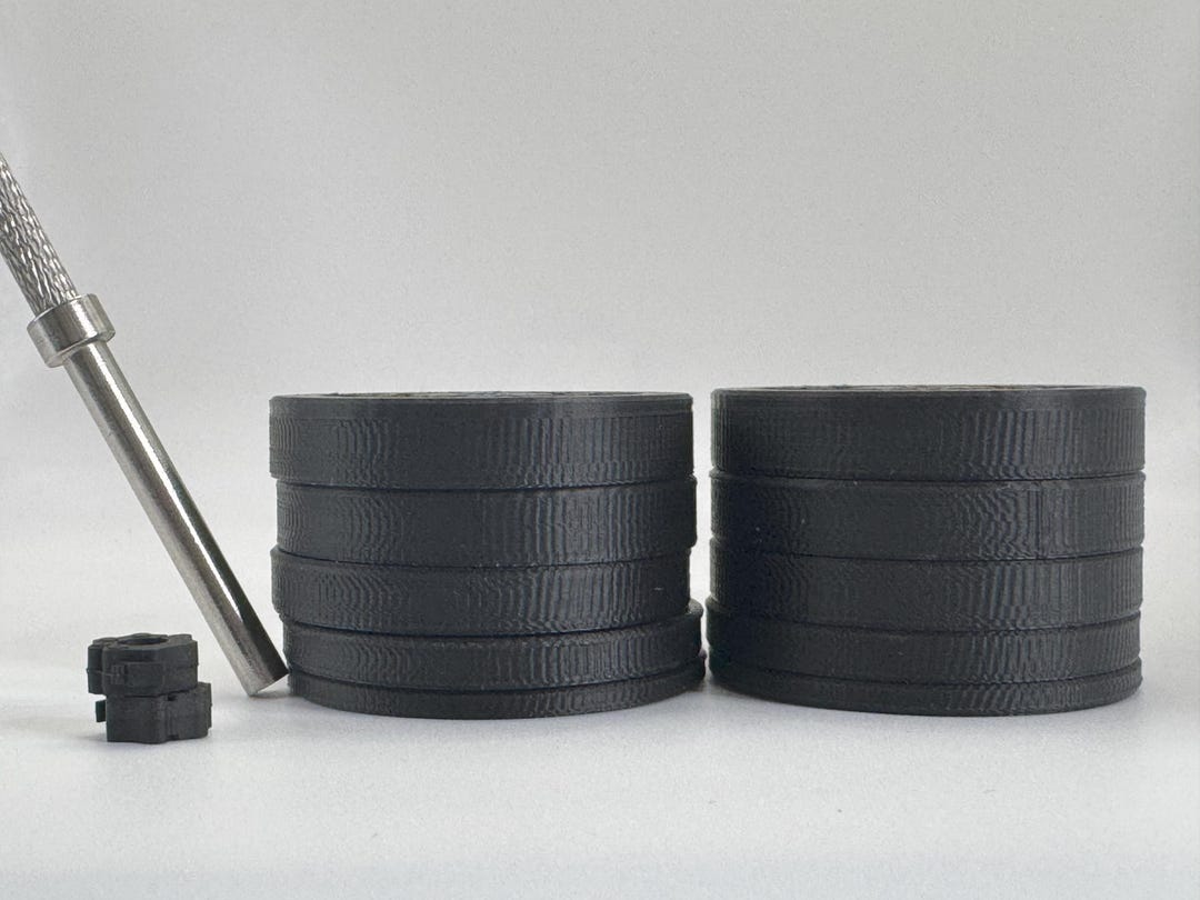 Mini Barbell With Black Bumper Plates Stainless Steel 10:1 Desk Display ...