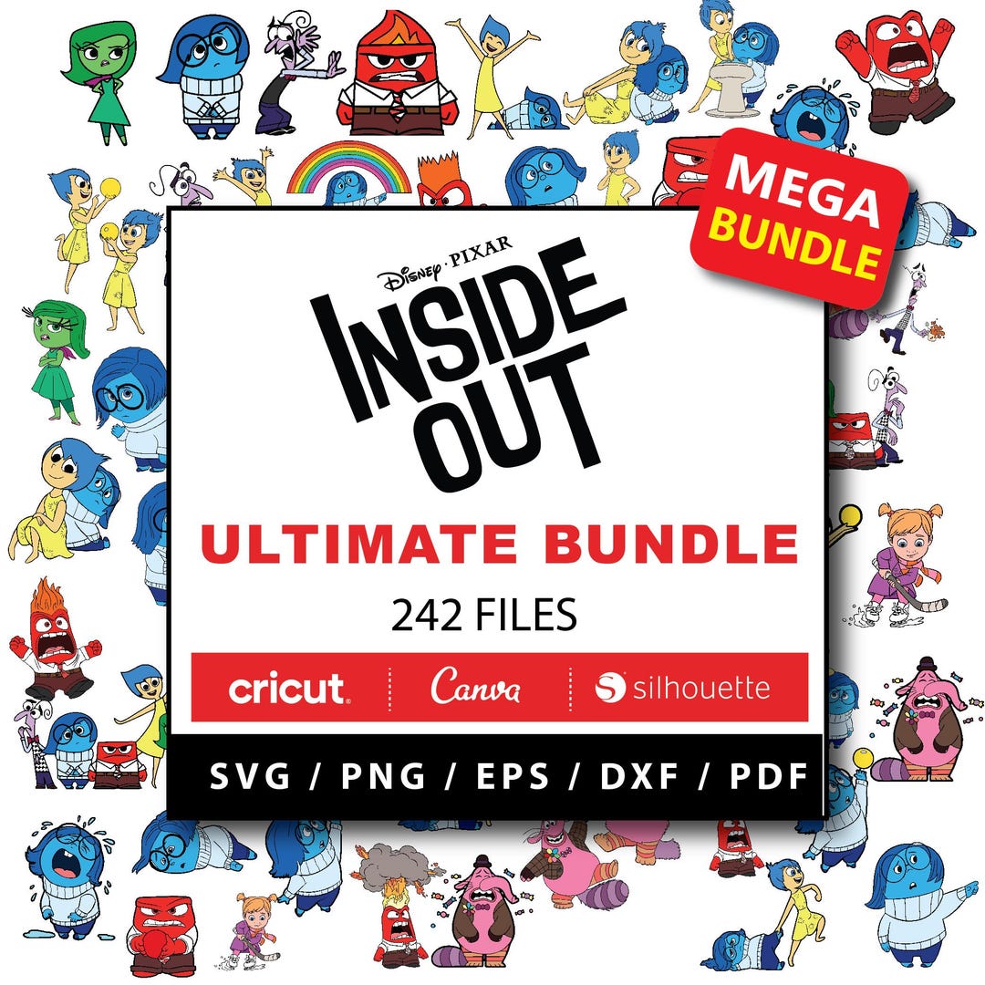 Inside Out SVG Bundle Pack Character Clipart for Cricut, Silhouette Joy ...