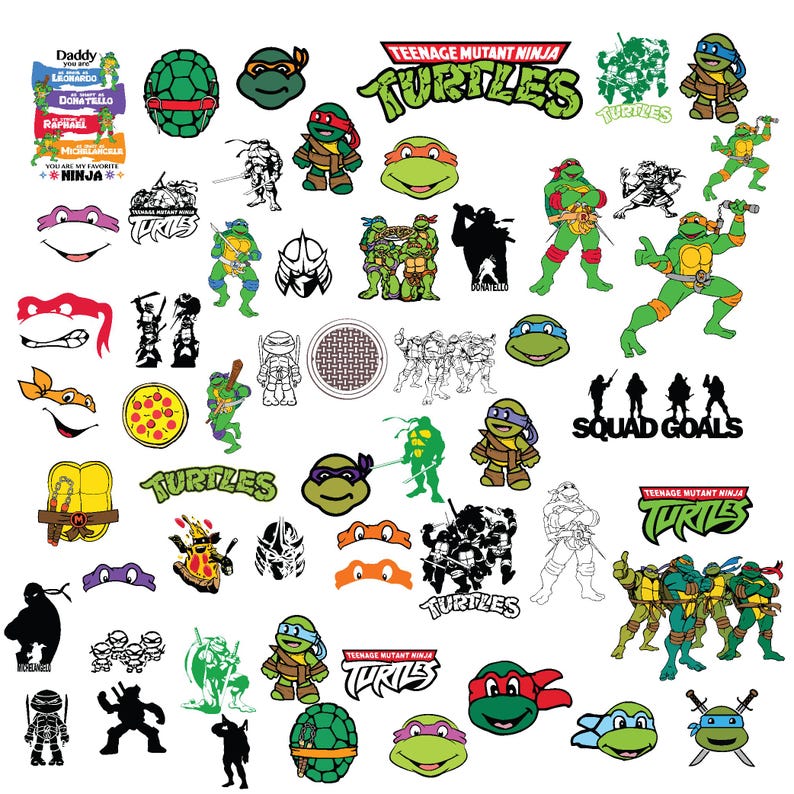Ninja Turtles SVG & PNG Bundle Pack Donatello, Raphael, Leonardo ...