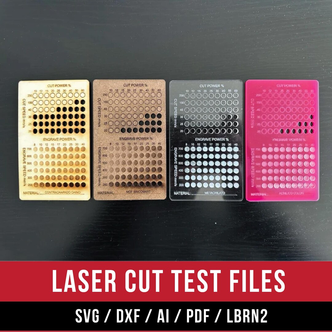 Laser Test Files Lightburn Material Test Cards for Cutting & Engraving ...