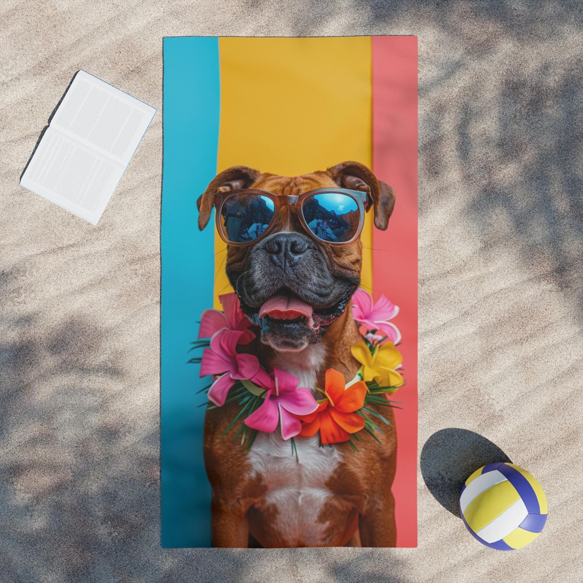 Beach Towels Boxer Photo Booth Fun Towel, Dog Lover Gift, Summer Beach ...