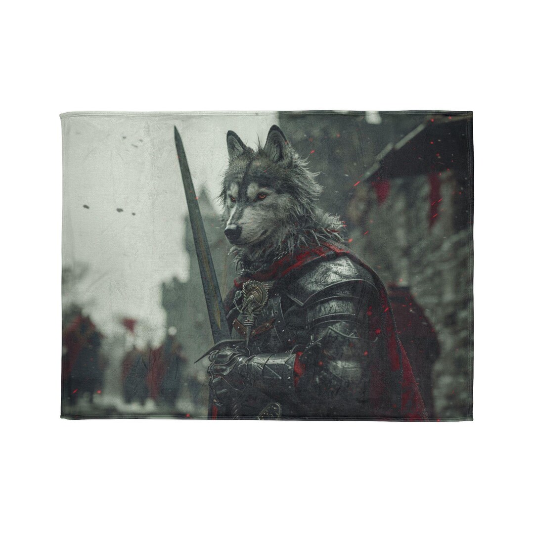Husky Knight Soft Polyester Blanket, Fierce Armor Dog Blanket, Castle ...
