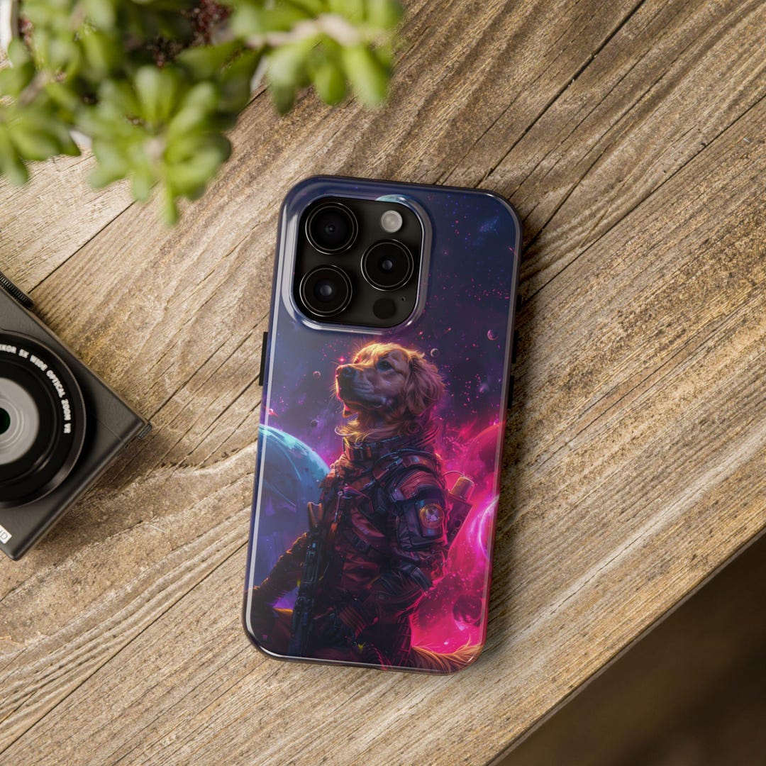 Golden Retriever Space Warrior Tough Phone Case, Sci-fi Dog With ...