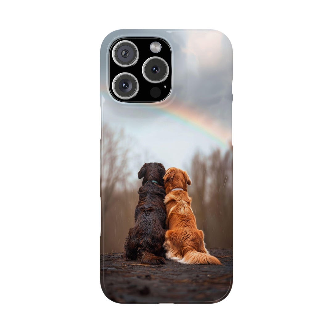 Dog Friendship Slim Phone Case, Labrador Golden Retriever Rainbow Cover ...