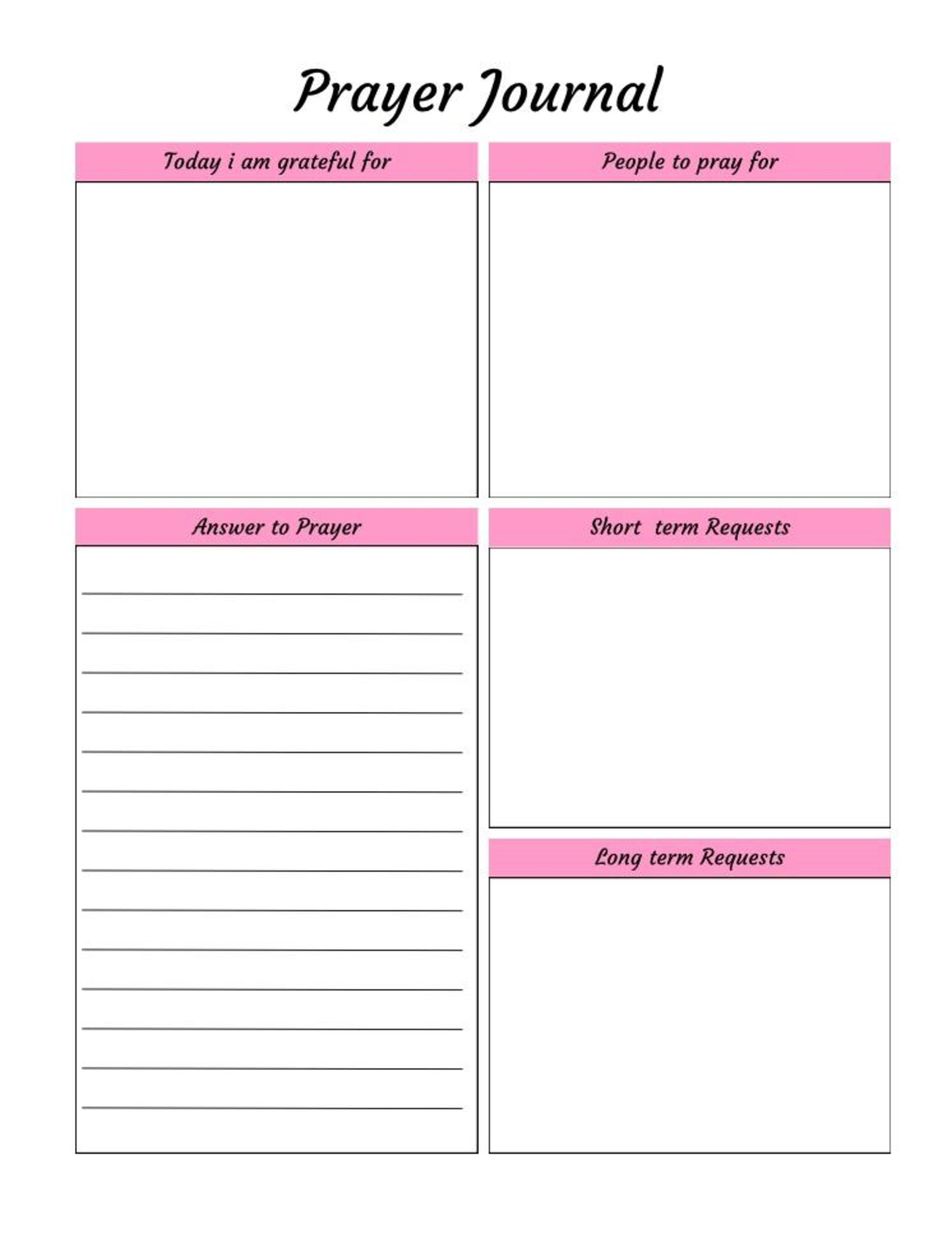 Grace & Gratitude Guided Prayer Journal, Printable Bible Study Guide ...
