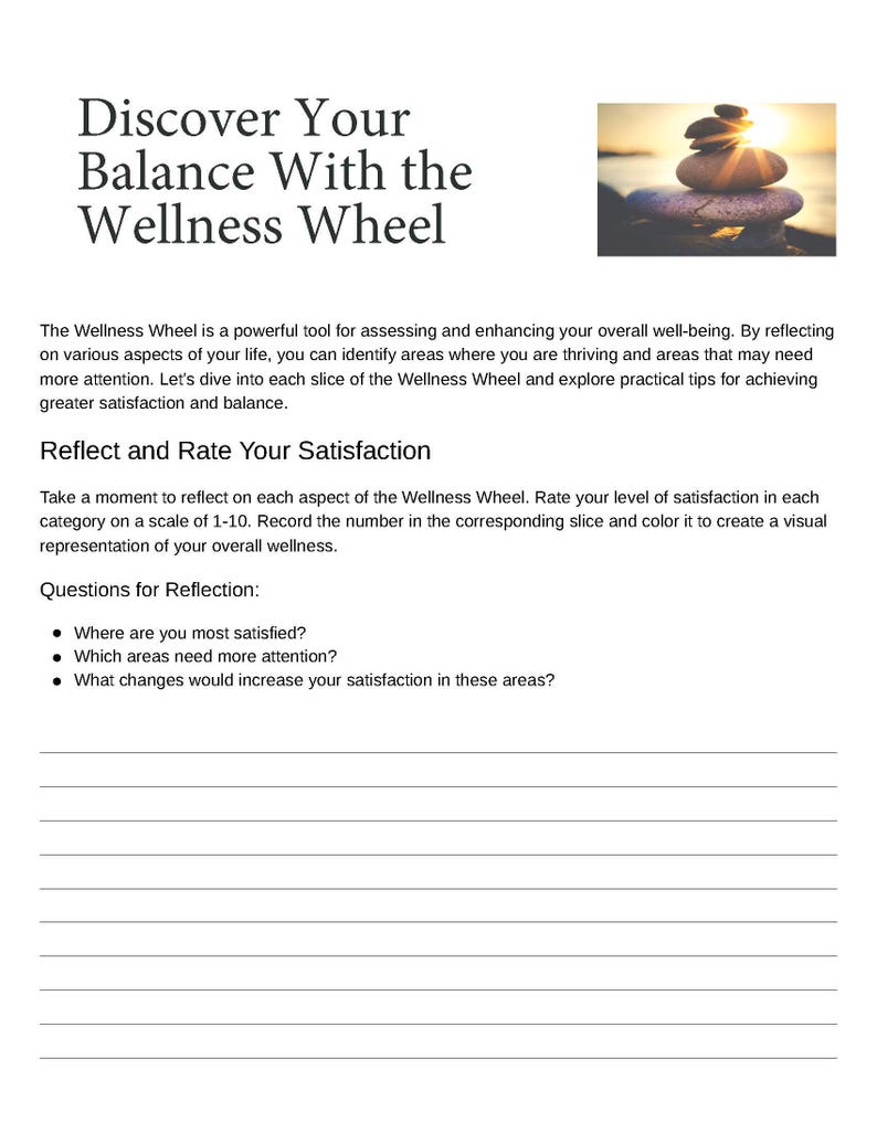 Life Balance Wellness Wheel – New Year's Goals Worksheet (printable) - Etsy