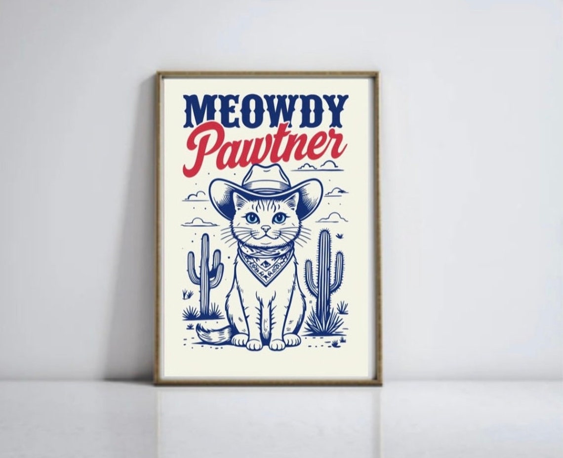 Cowboy Cat A4 Print - Etsy
