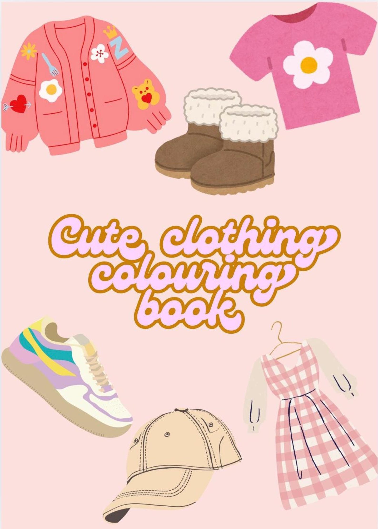 Y2K Cute Clothing Fashion Colouring Pages - Etsy