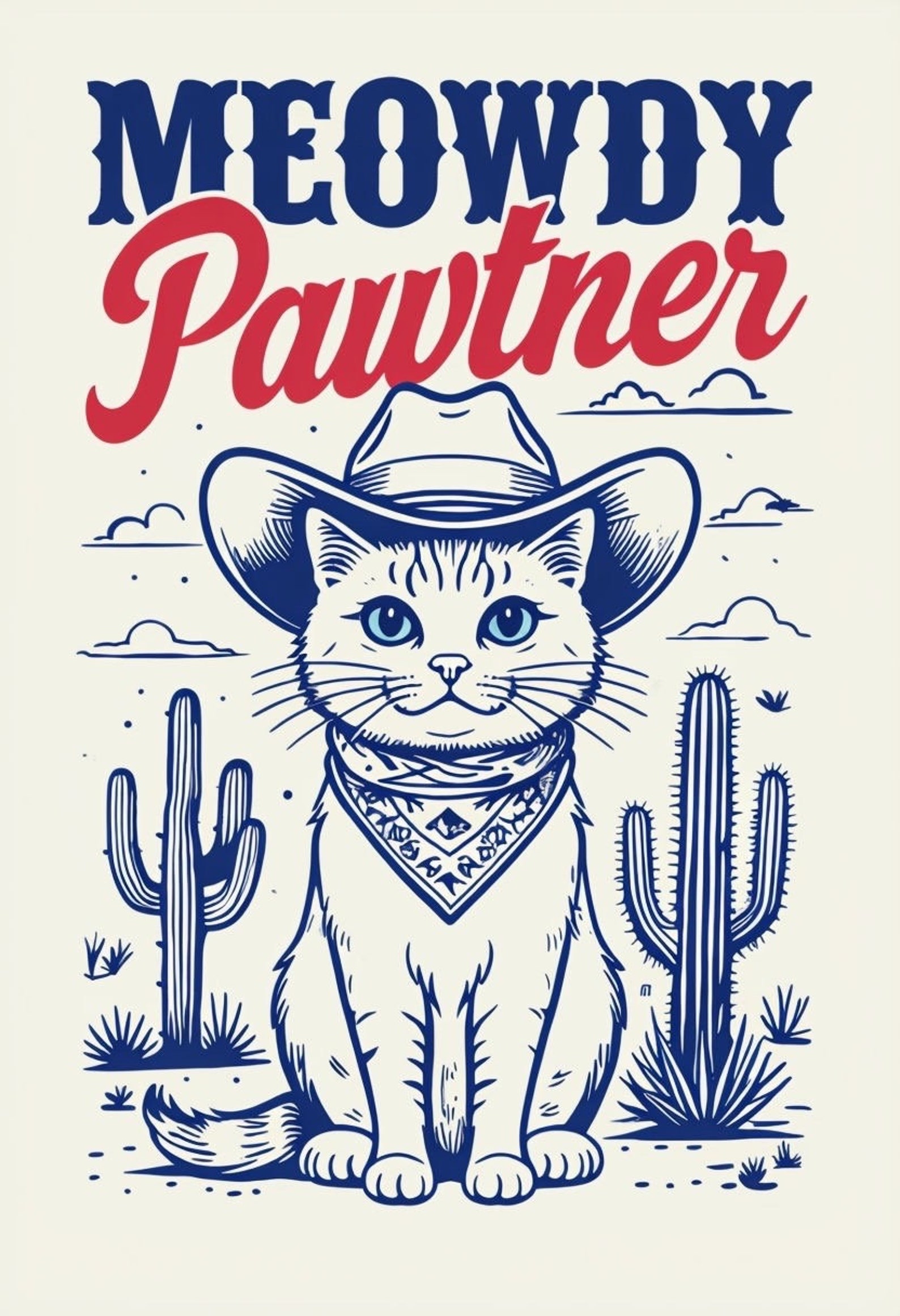 Cowboy Cat A4 Print - Etsy
