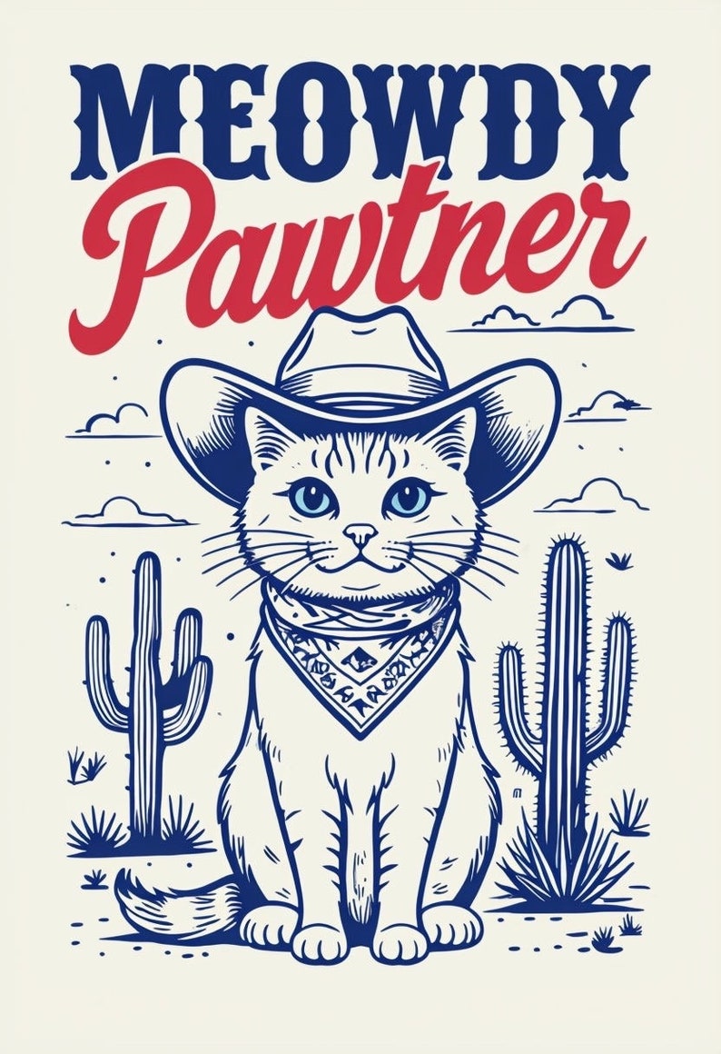 Cowboy Cat A4 Print - Etsy