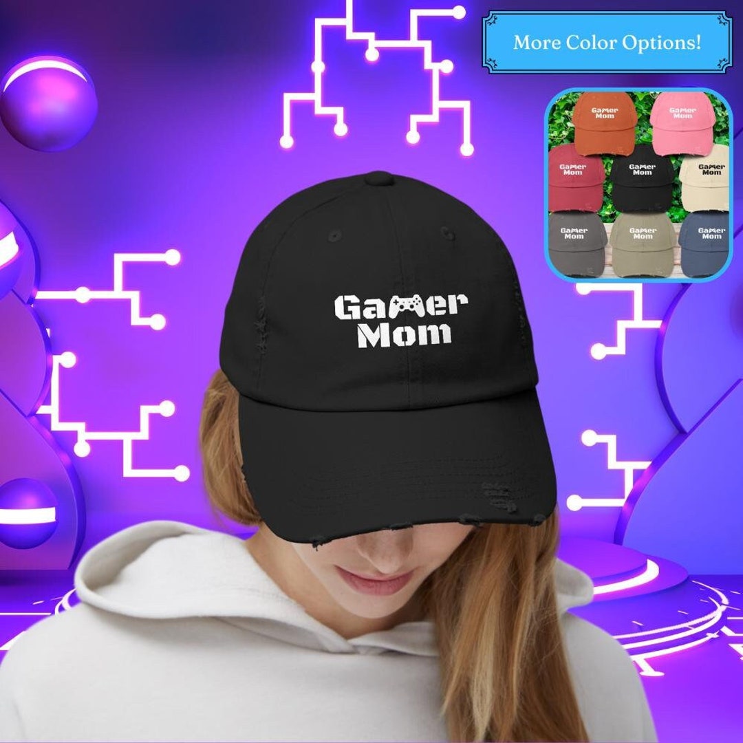Gamer Mom Distressed Hat Adjustable Cap Gaming Gifts for Her Video Game ...