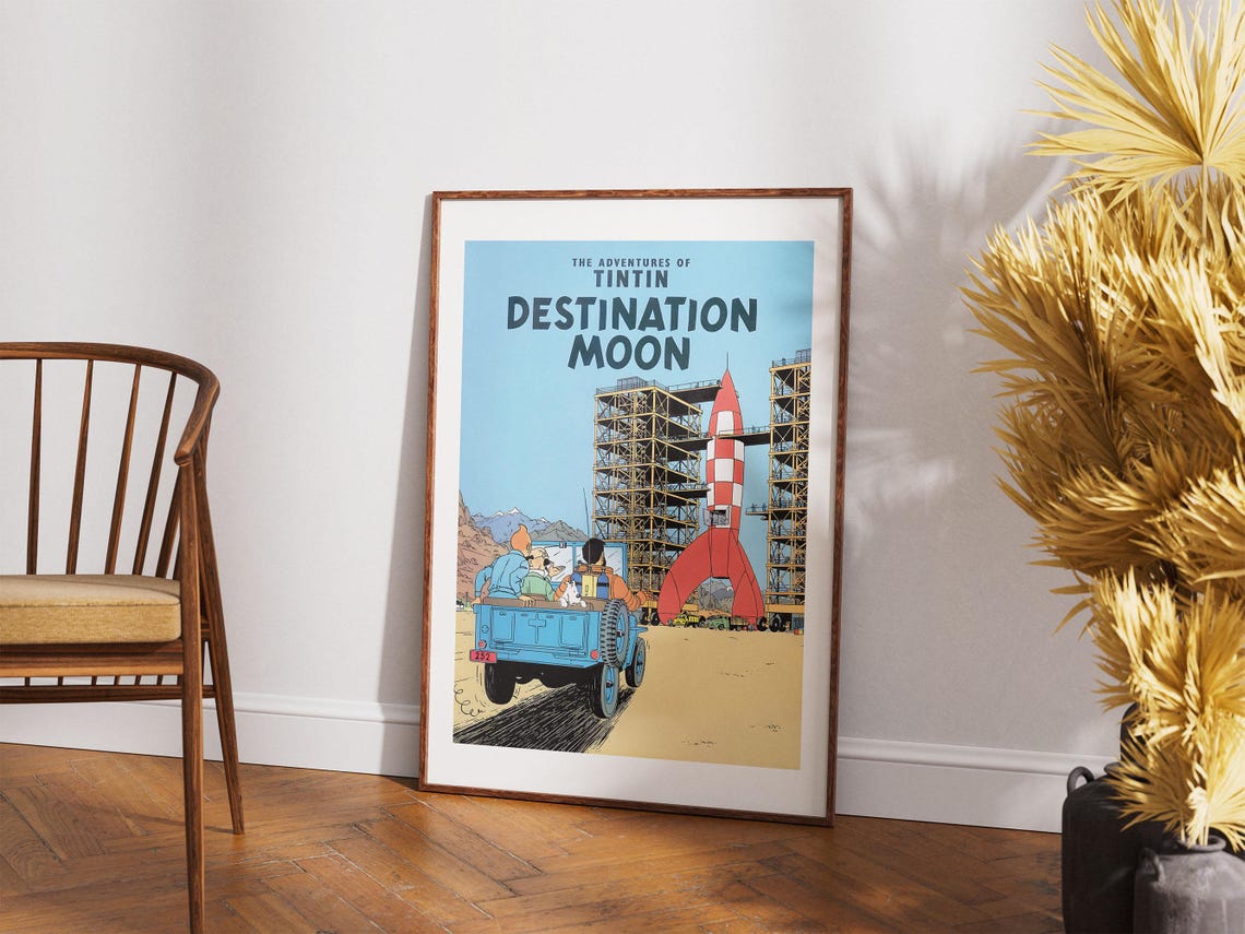 Tintin 'destination Moon' Vintage Poster: Mid-century Modern Art ...