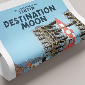 Tintin 'destination Moon' Vintage Poster: Mid-century Modern Art ...