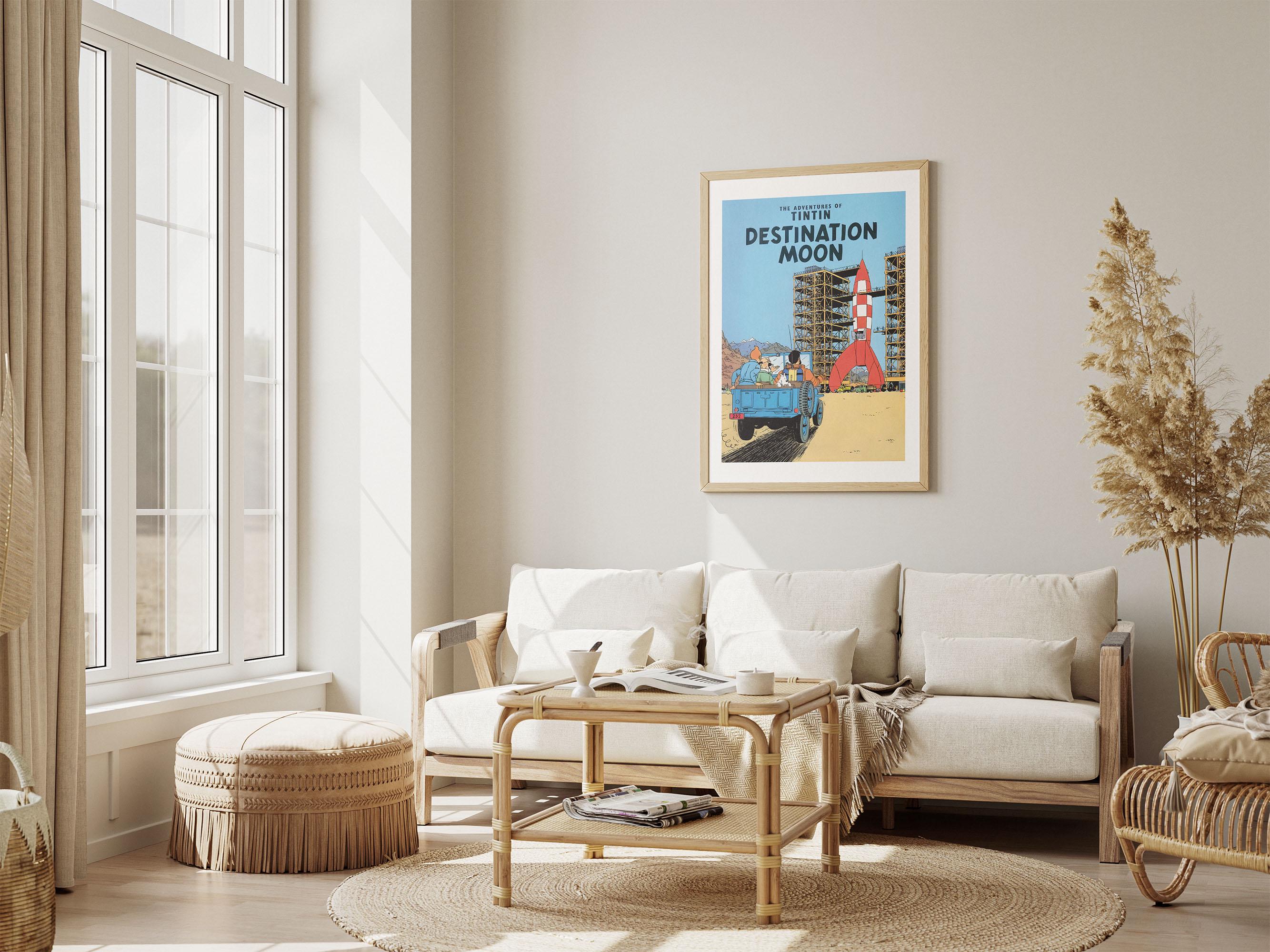 Tintin 'destination Moon' Vintage Poster: Mid-century Modern Art ...