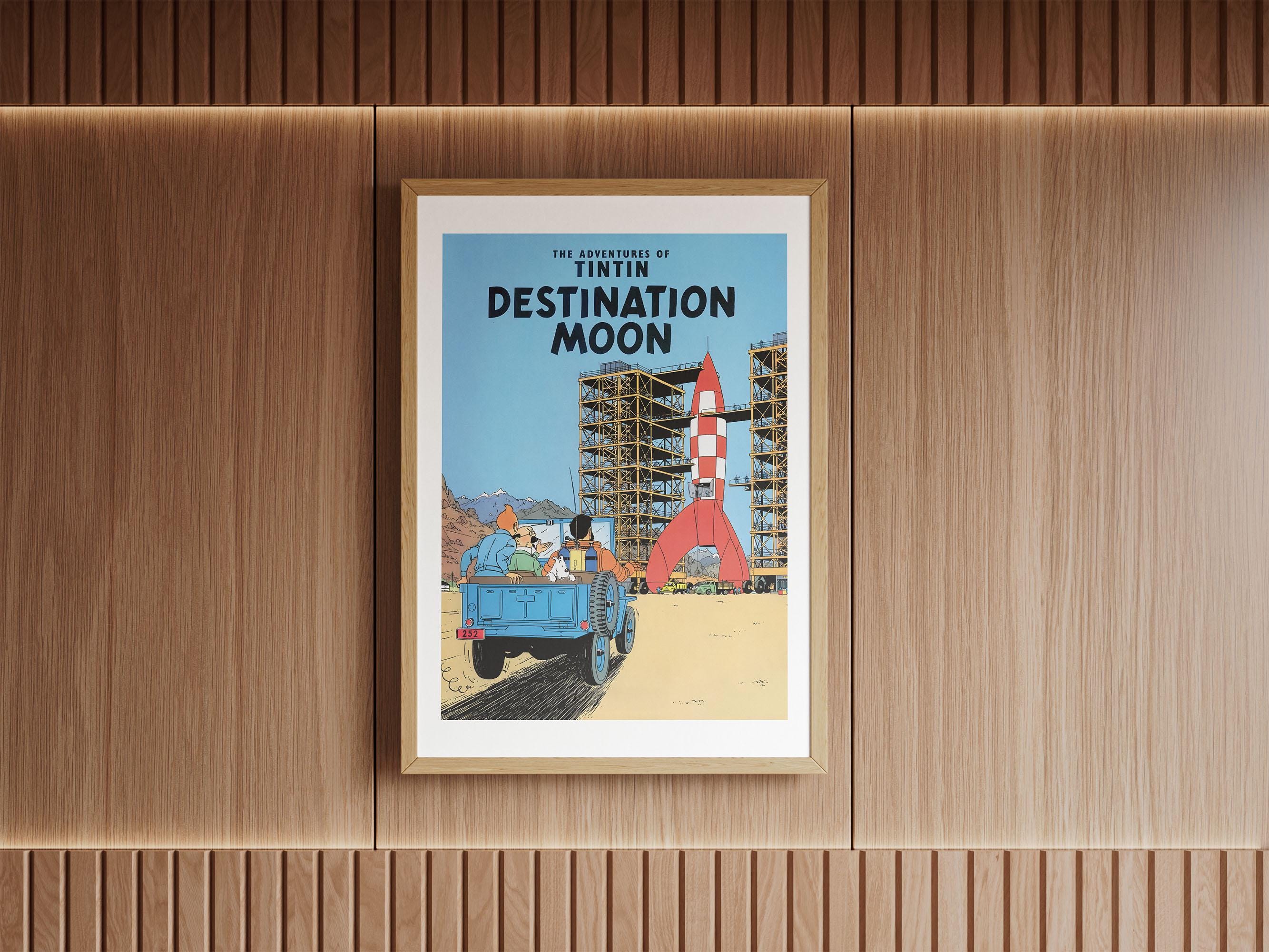 Tintin 'destination Moon' Vintage Poster: Mid-century Modern Art ...