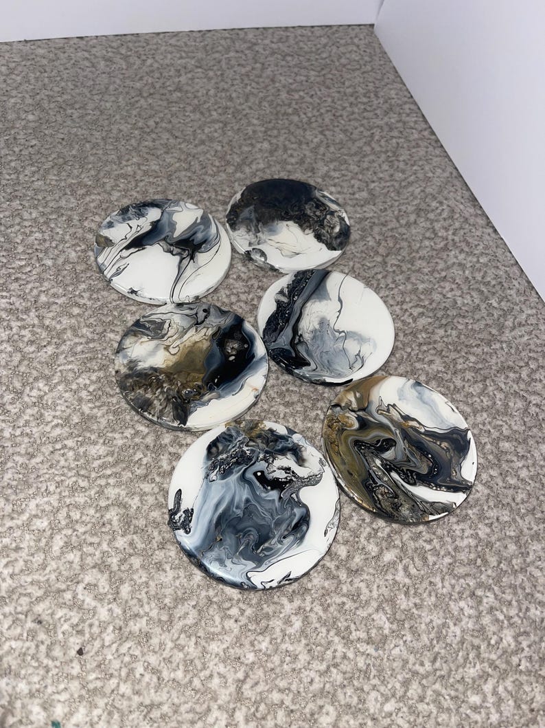Marble Coaster Set, 6 Coasters - Etsy