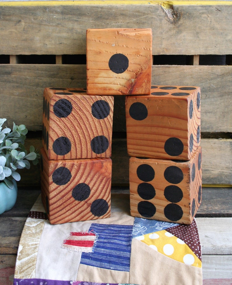 Handmade Wood Block Dice / Set of Five | Etsy