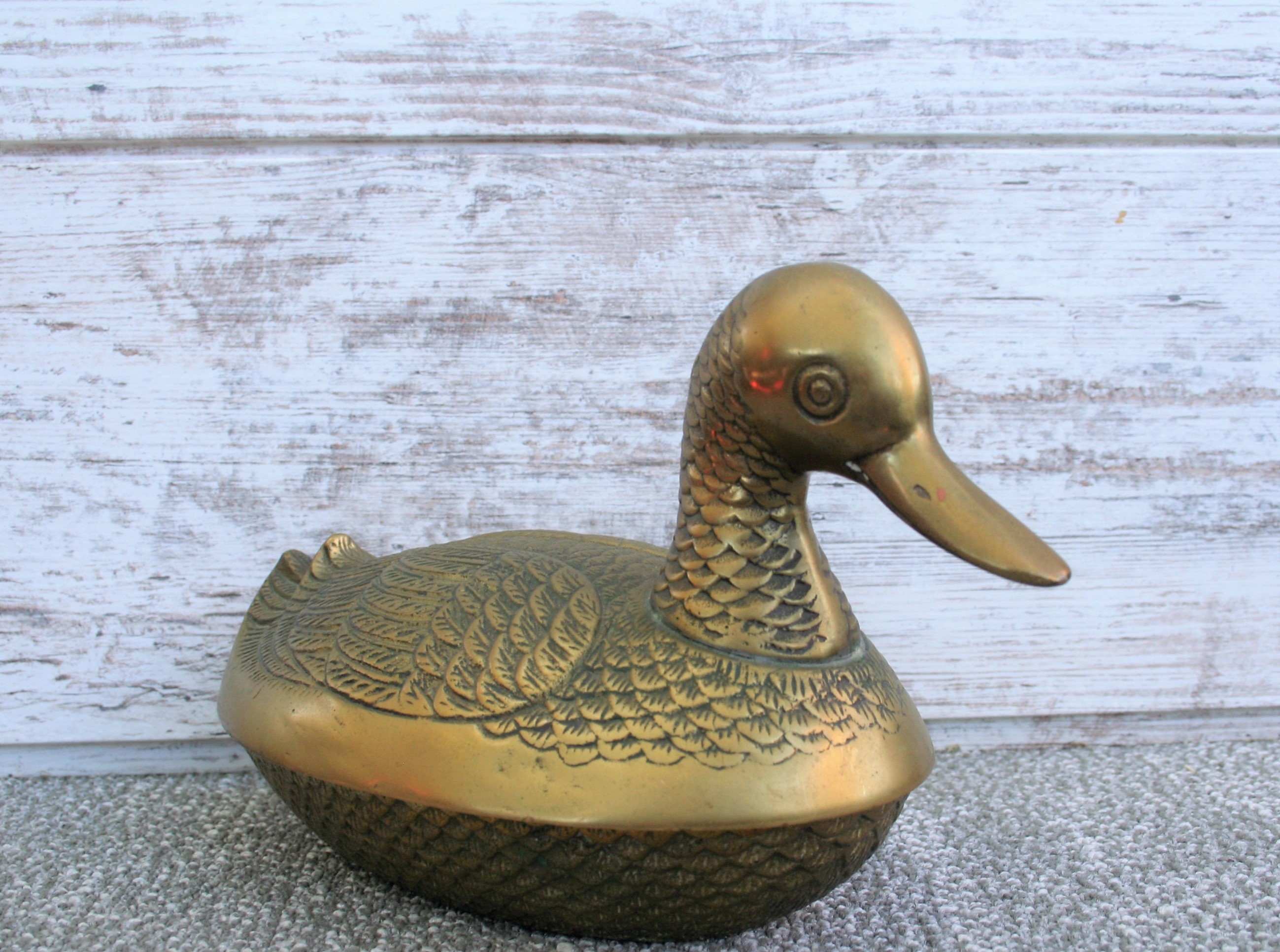 Gorgeous Vintage Brass Duck Covered Dish / Home Decor / | Etsy