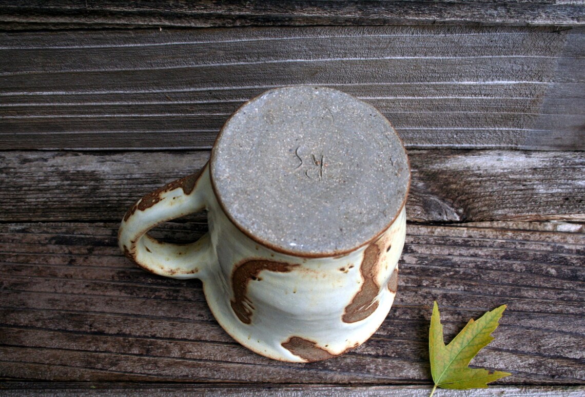 Beautiful Large Rustic Handmade Pottery Mug in Cream and Brown | Etsy