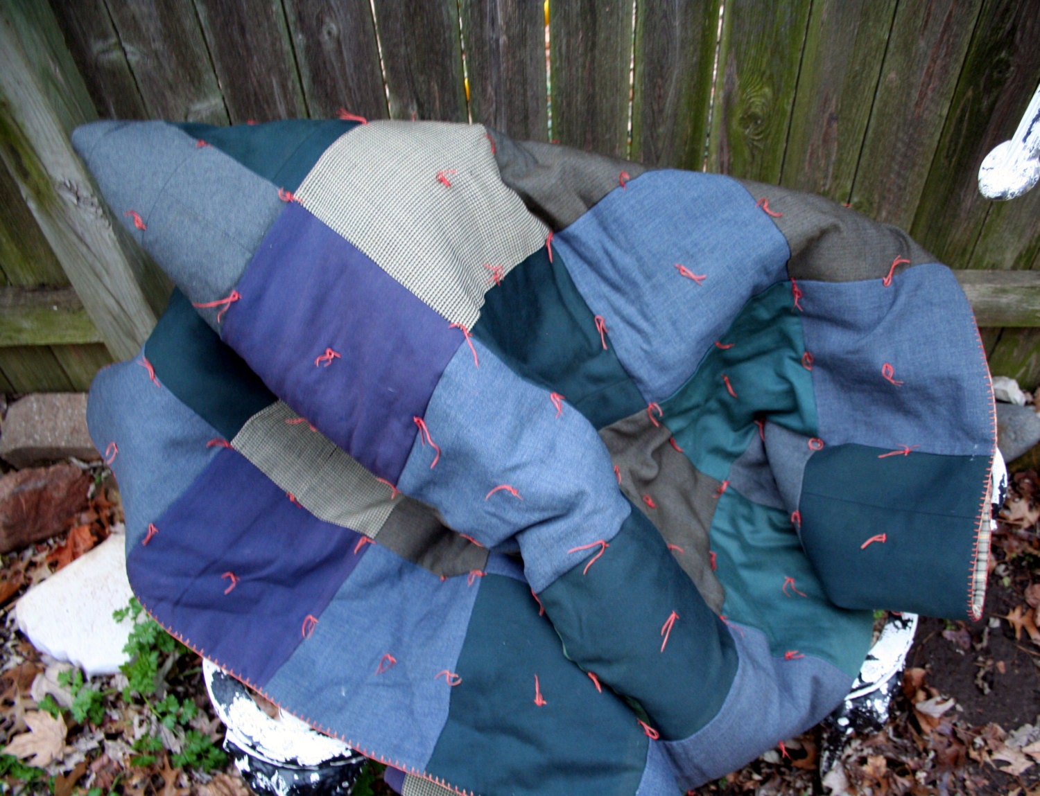 Rustic 1940s Wool Recycled Men's Suits Tied Quilt | Etsy