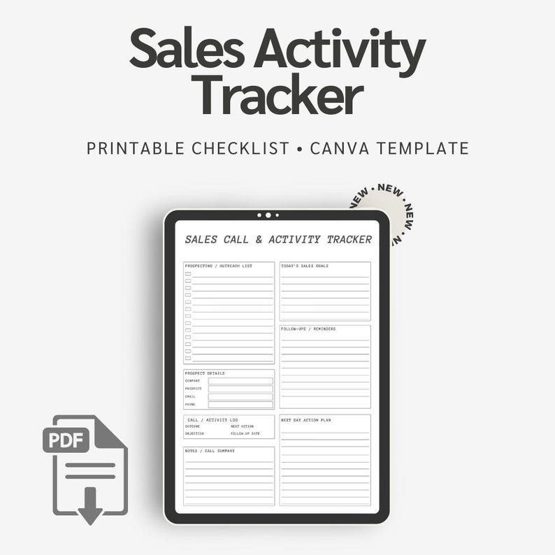 Sales Call Tracker | Sales Activity Log for Reps | Editable Canva PDF ...