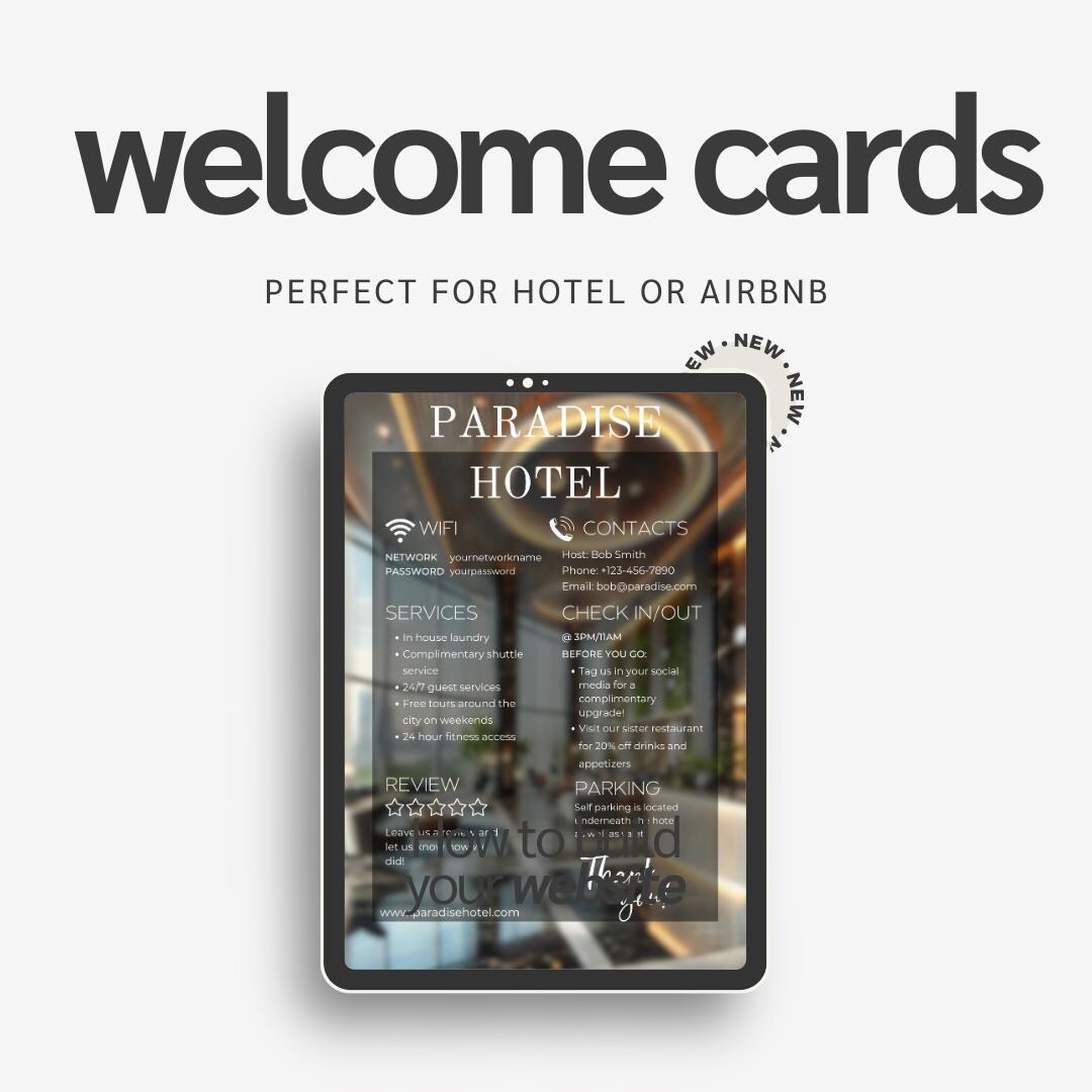 Customizable Hotel Welcome Card Template (digital Download) - Etsy