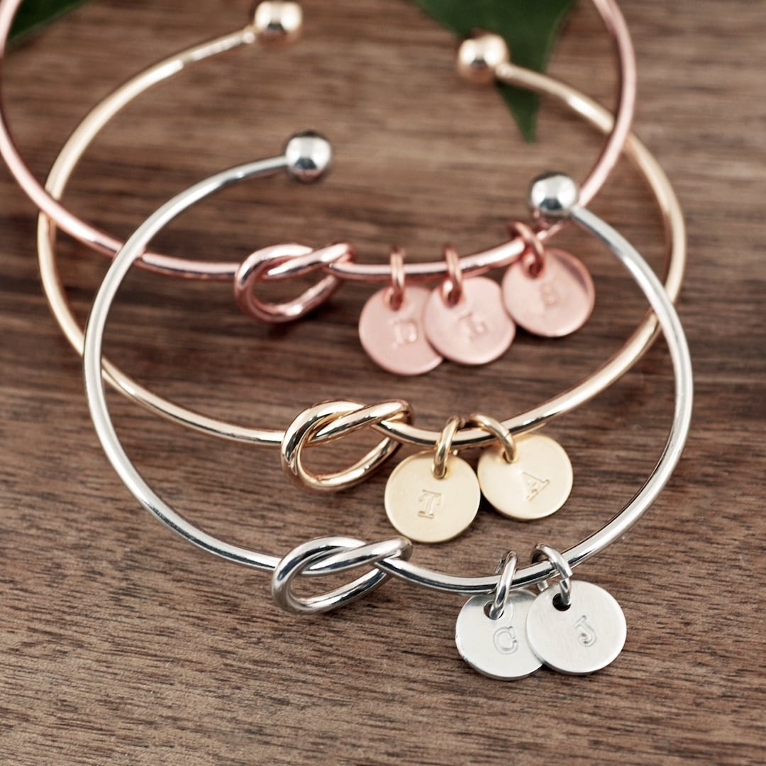 Initial Bracelet for Mom, Initial Charm Bracelets for Women, Round ...