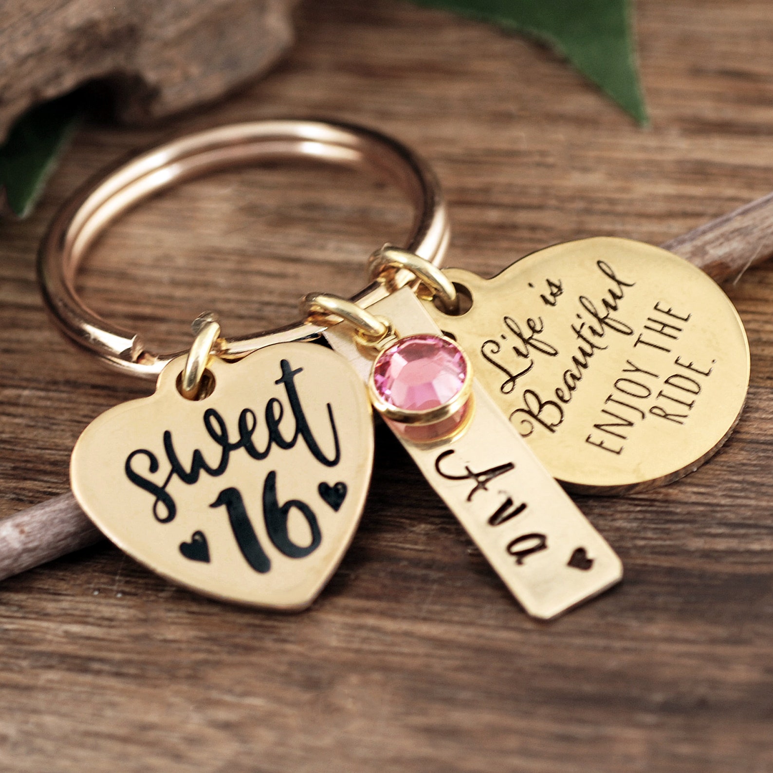 Sweet 16 Gift for Daughter, Personalized Sweet 16 Keychain, Life is ...