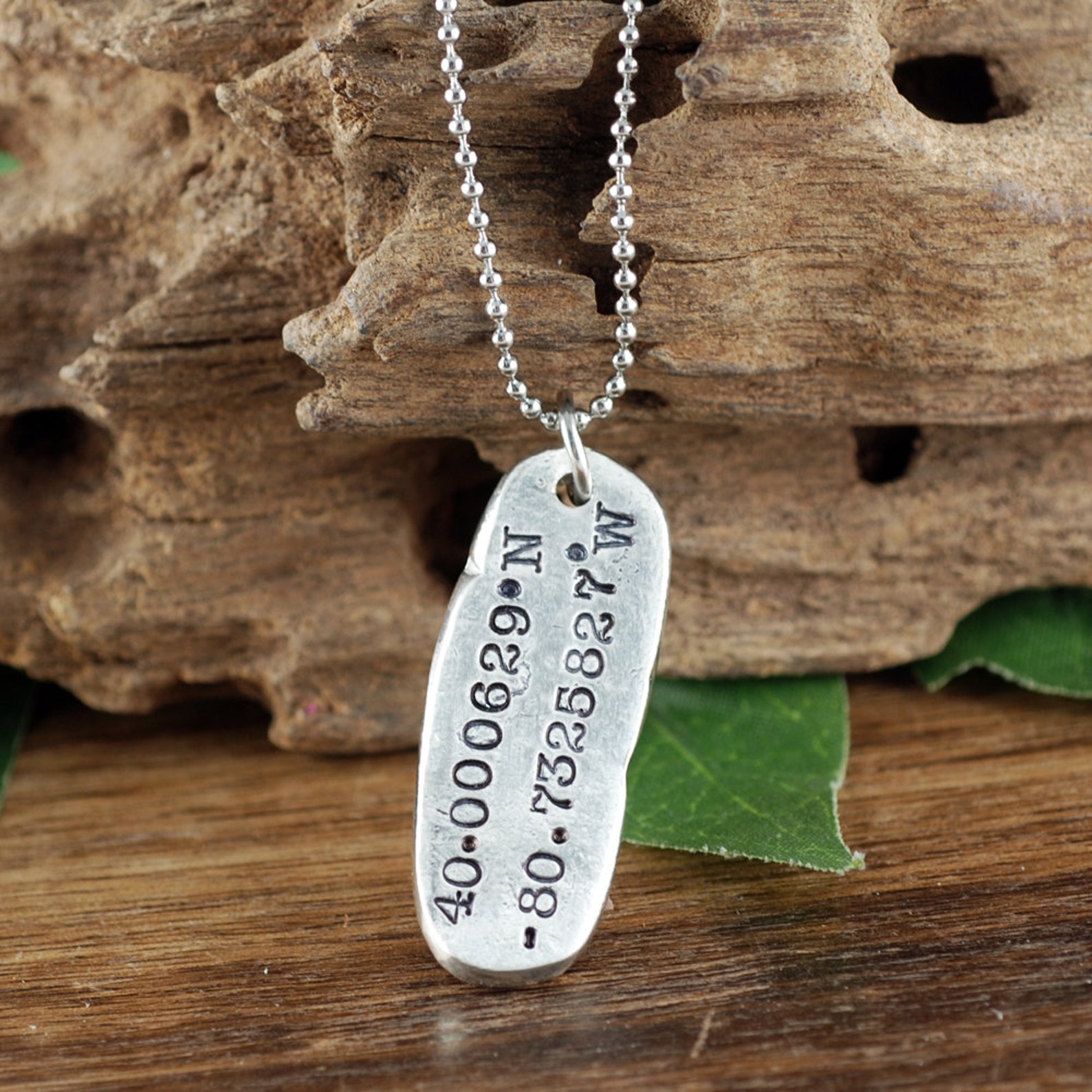 Coordinate Necklace, Pewter Necklace, Longitude Latitude Necklace ...