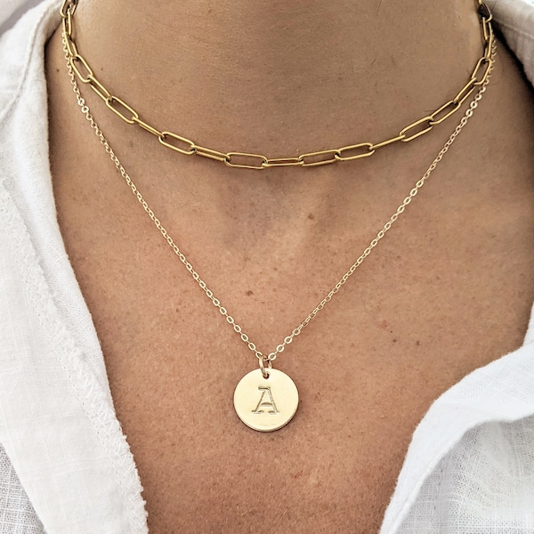 Layered Initial Necklace - Etsy