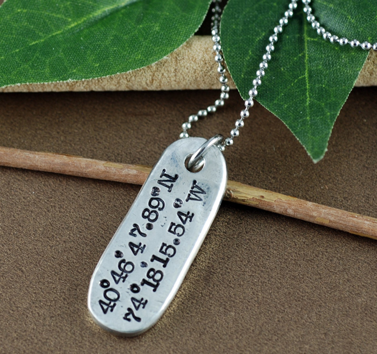 Coordinate Necklace, Pewter Necklace, Longitude Latitude Necklace ...