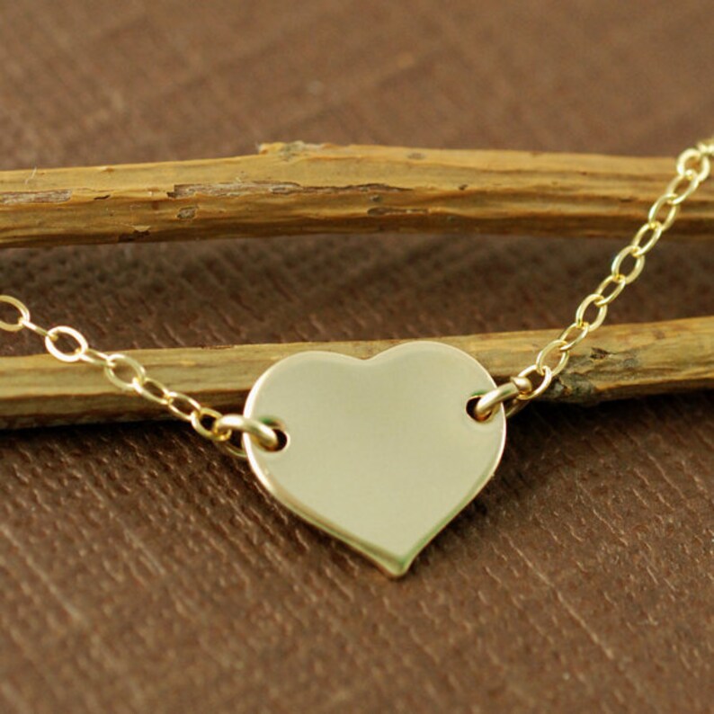 Gold Heart Necklace Love Necklace 14kt Gold Filled Chain | Etsy