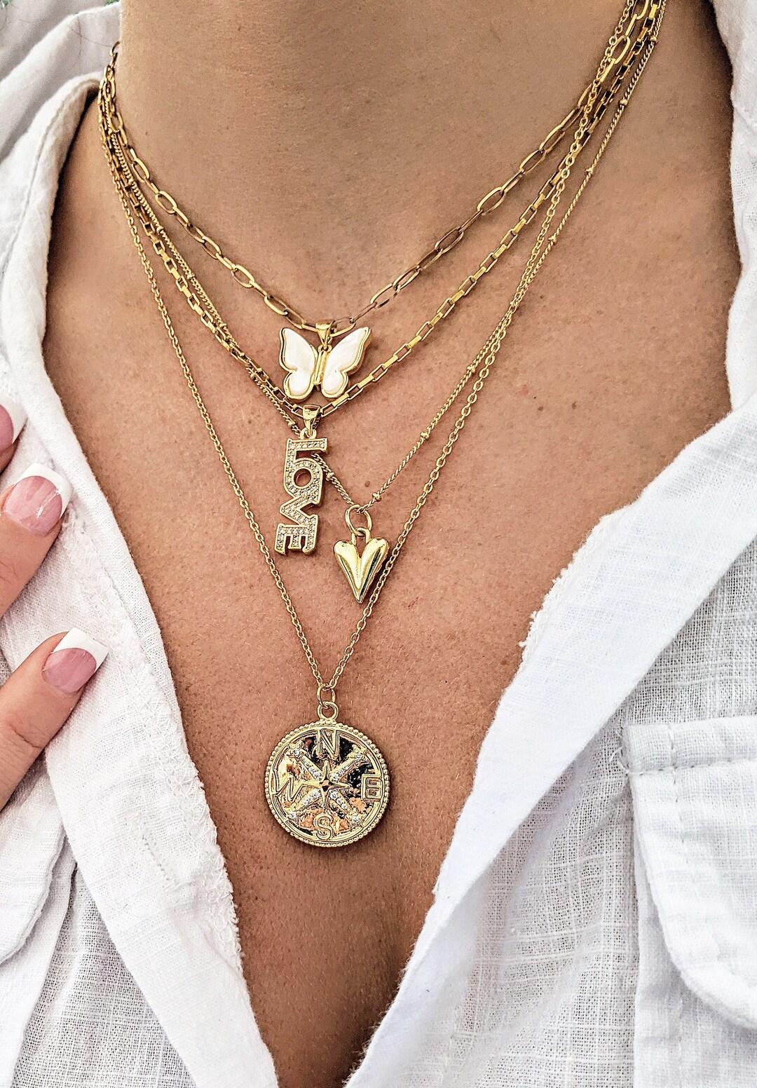 Medallion Compass Necklace, Large Compass Jewelry, Direction Jewelry ...