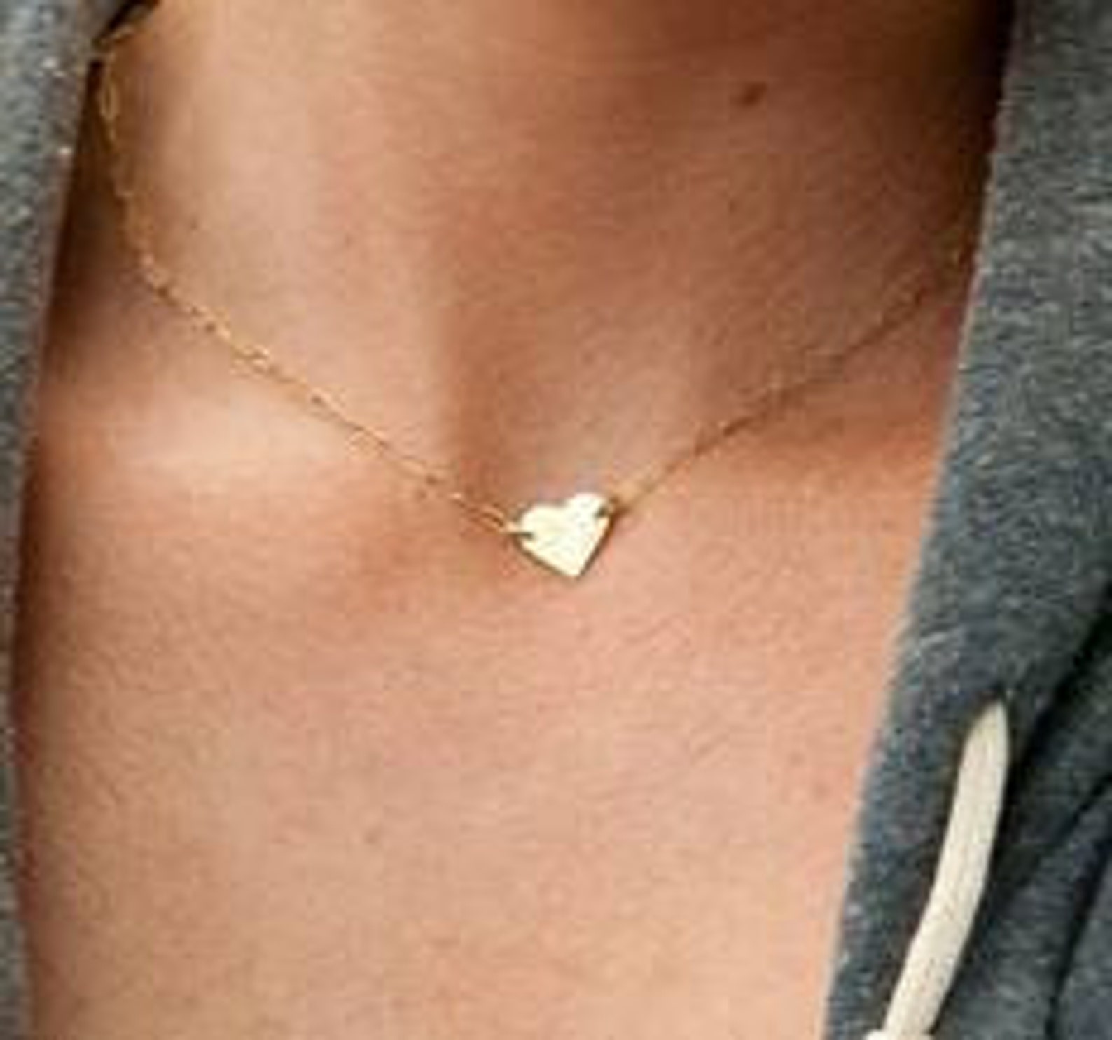 Gold Heart Necklace Love Necklace 14kt Gold Filled Chain | Etsy