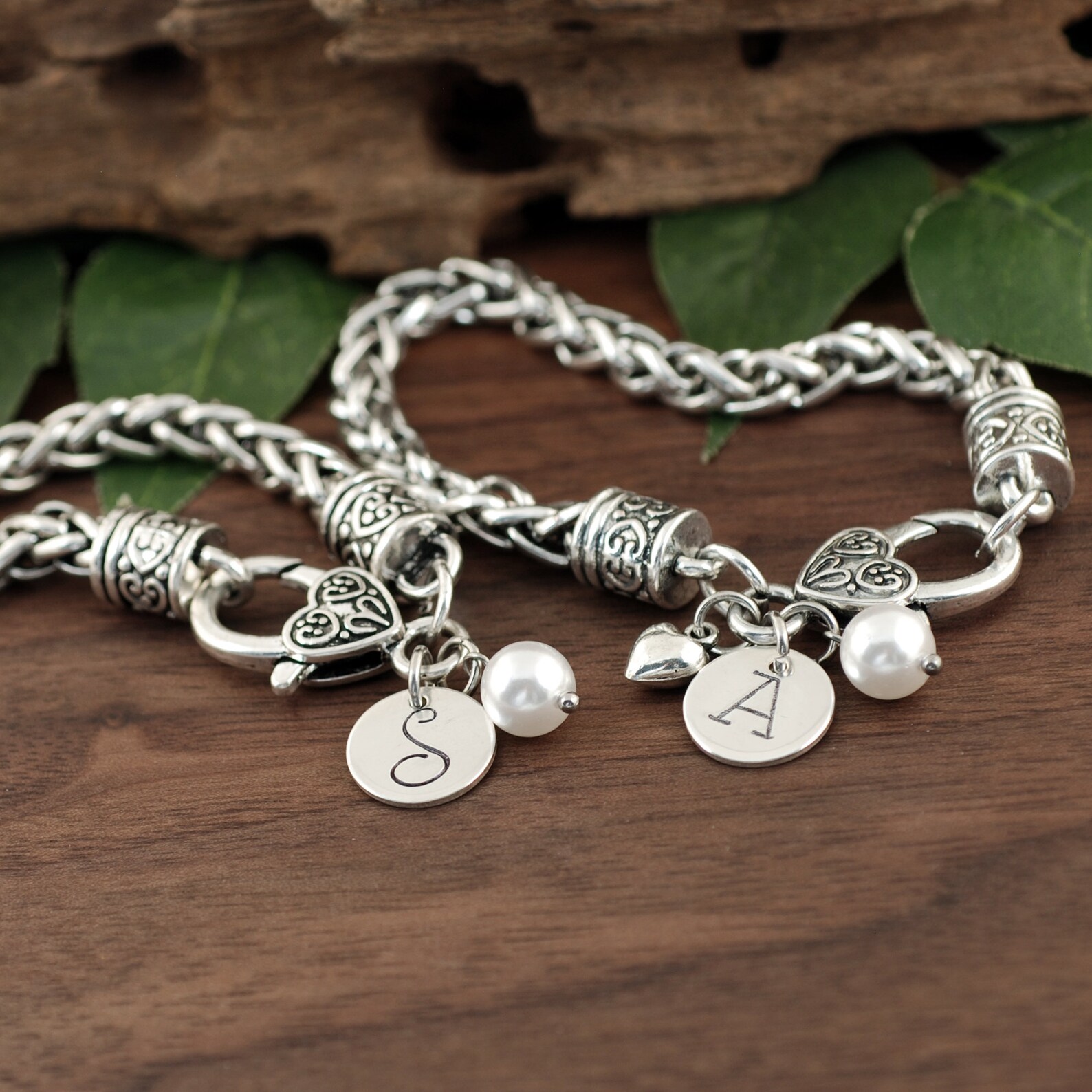 Personalized Initial Bracelet, Initial Jewelry, Antique Silver Bracelet ...