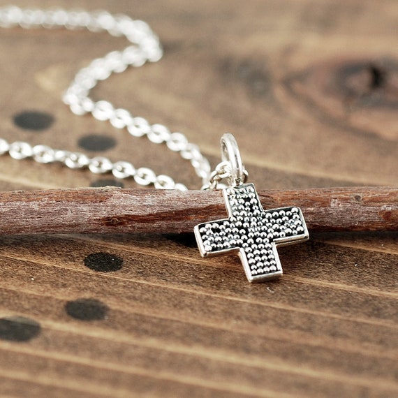 Small Silver Cross Necklace Silver Cross Jewelry - Etsy