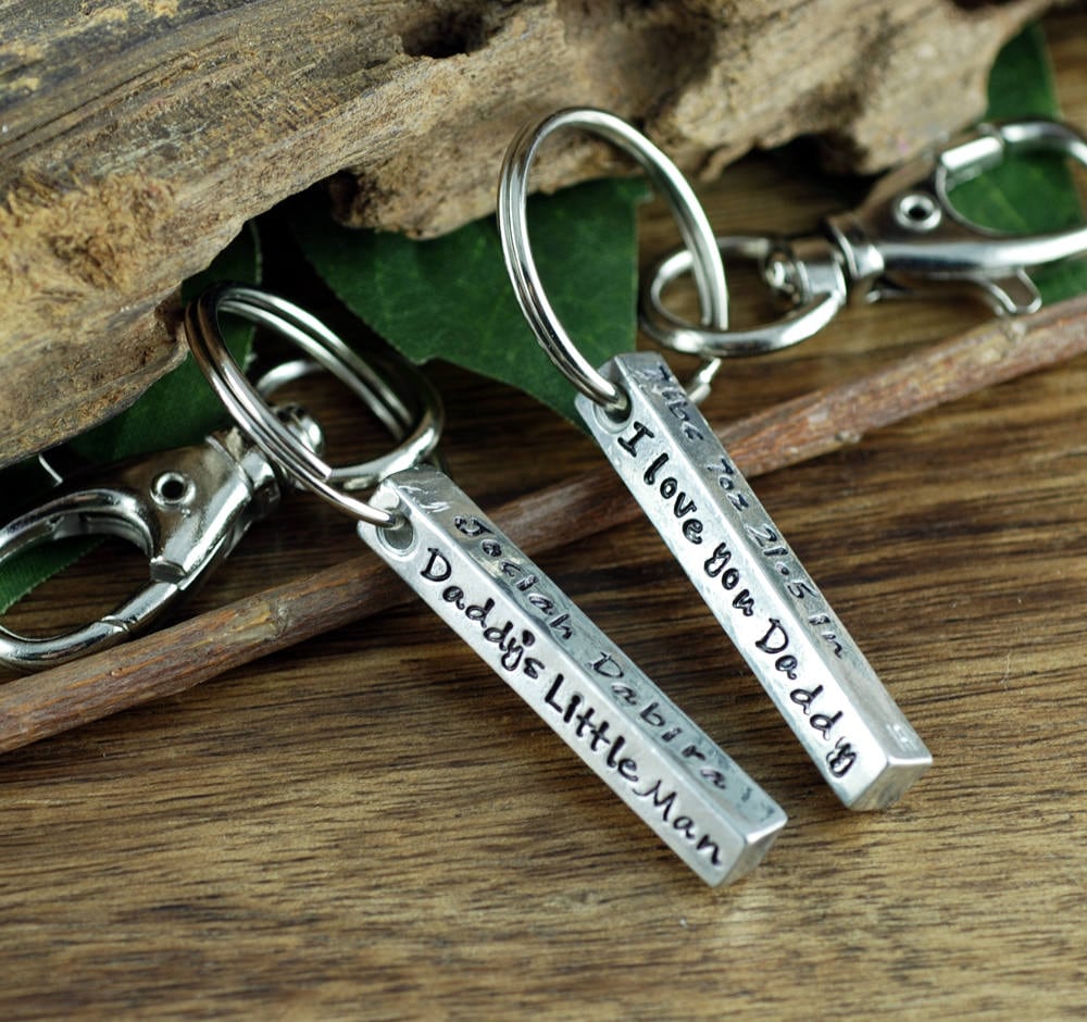 Personalized Keychain for Dad | Daddy's Little Boy | Pewter Bar ...