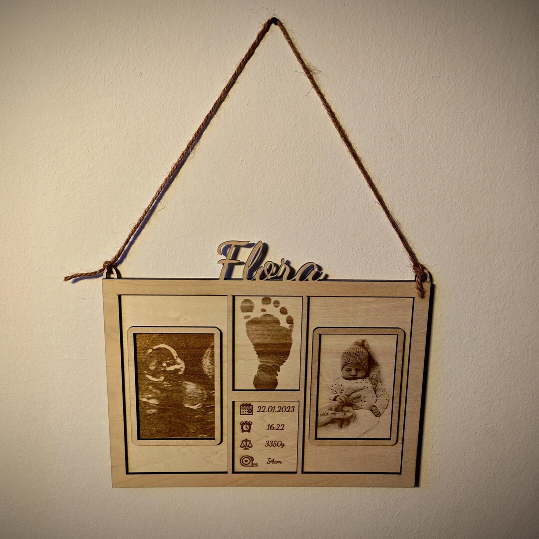 Birth Board With Wooden Portrait, Birth, Baby, Newborn, Pregnant ...