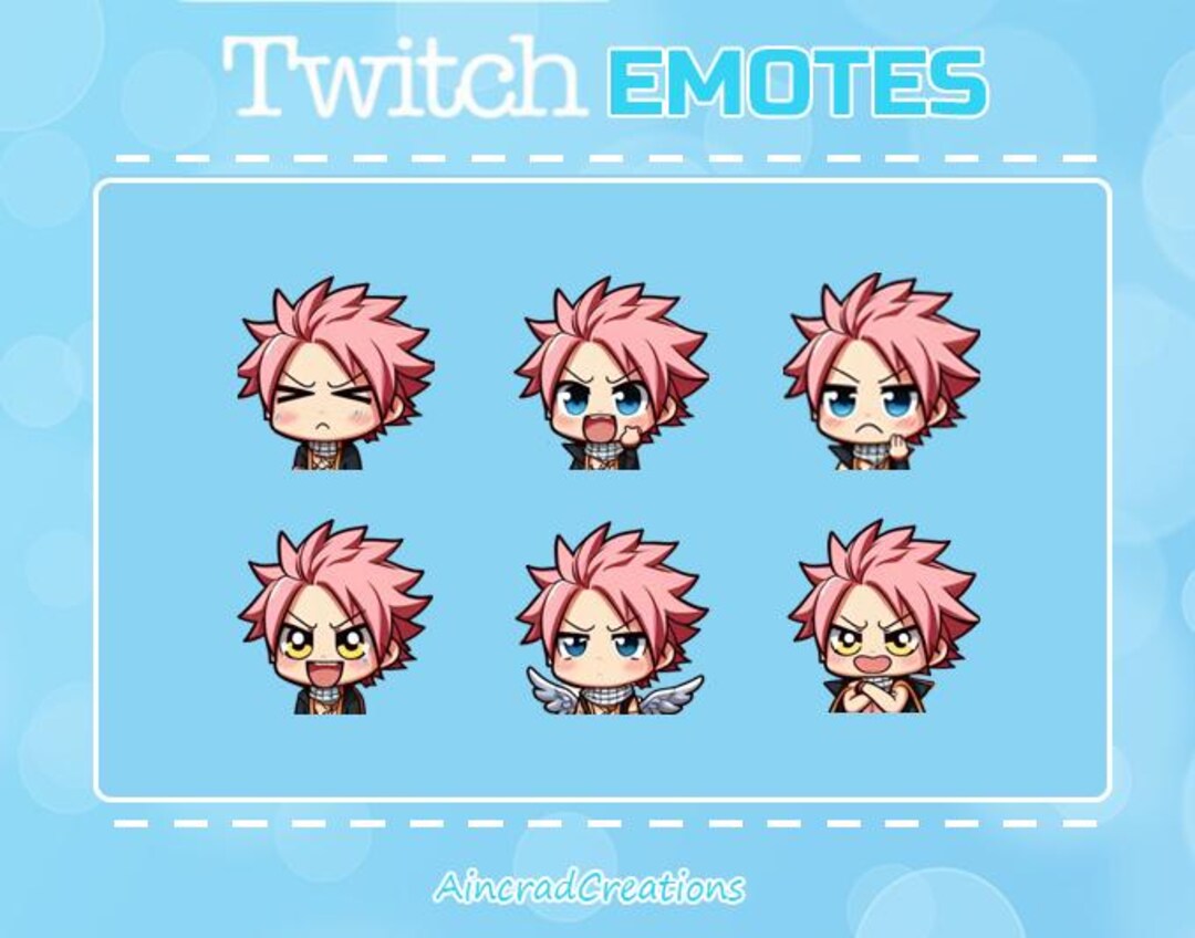 NATSU DRAGNEEL Emotes Twitch Chibi Anime Pack 6 Anime Cute Twitch ...