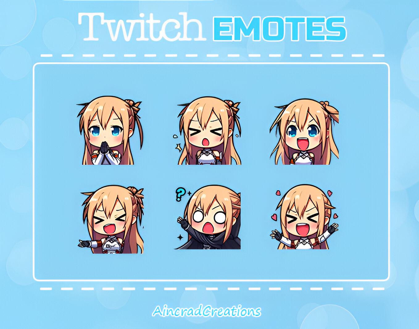 ASUNA YUUKI Emotes Twitch Anime Chibi Pack 6 Anime Cute Twitch Emotes ...