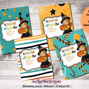 Printable Halloween Glow Stick Cards Party Favor Trick or - Etsy