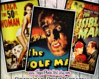 RETRO HORROR Digital Printable Collage Sheet Vintage - Etsy