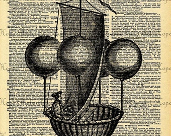 Balloon Air Ship Vintage Digital Image Instant Download - Etsy