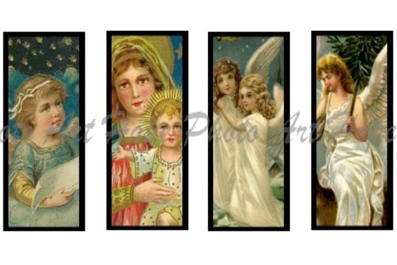 Printable Christmas Victorian Angels Nativity Mother Mary 1x2 | Etsy
