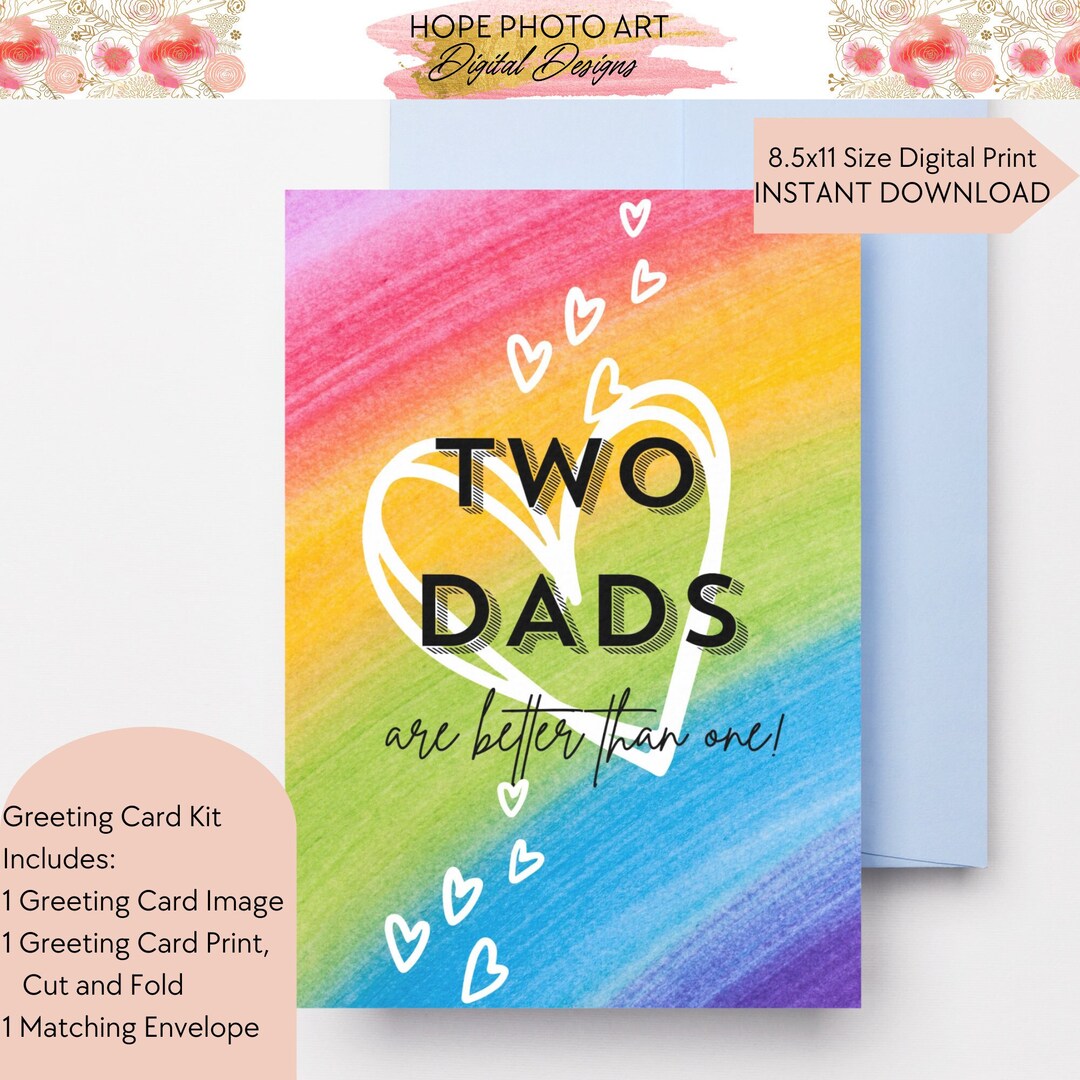 Father's Day Card, Two Dads, Greeting Card, Pride Card, Rainbow ...
