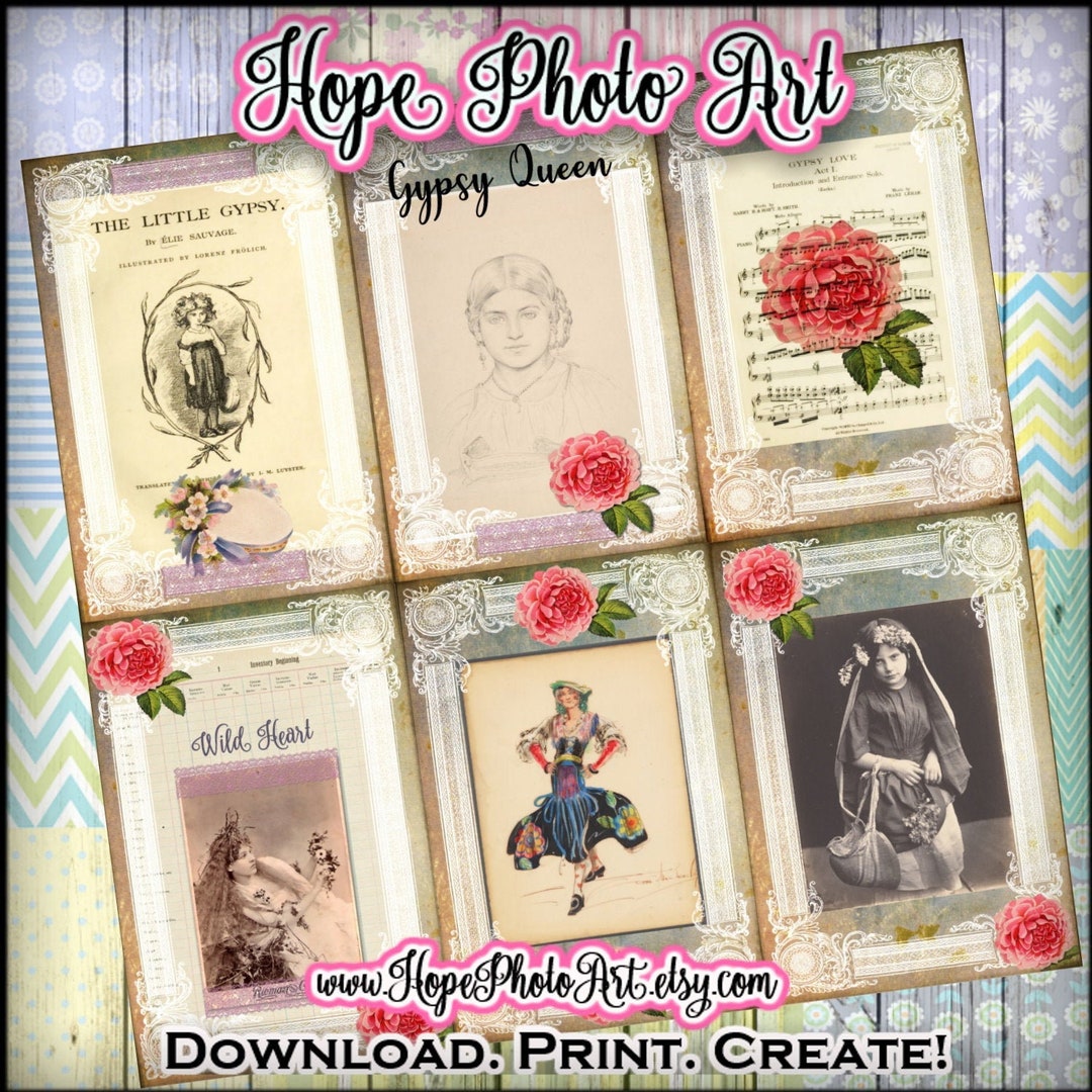 Printable Ephemera Gypsy Queen Dance Collage Sheet, Junk Journal ...
