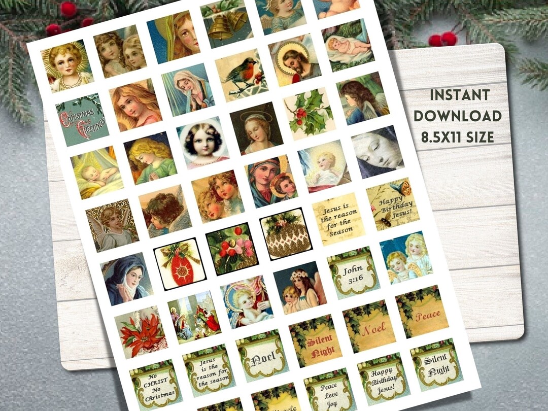 Victorian Christmas Angel Collage, 1-inch Squares (digital Download) - Etsy